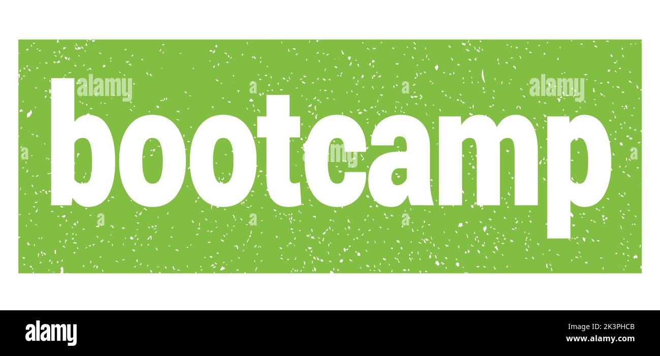bootcamp text written on green grungy stamp sign Stock Photo - Alamy