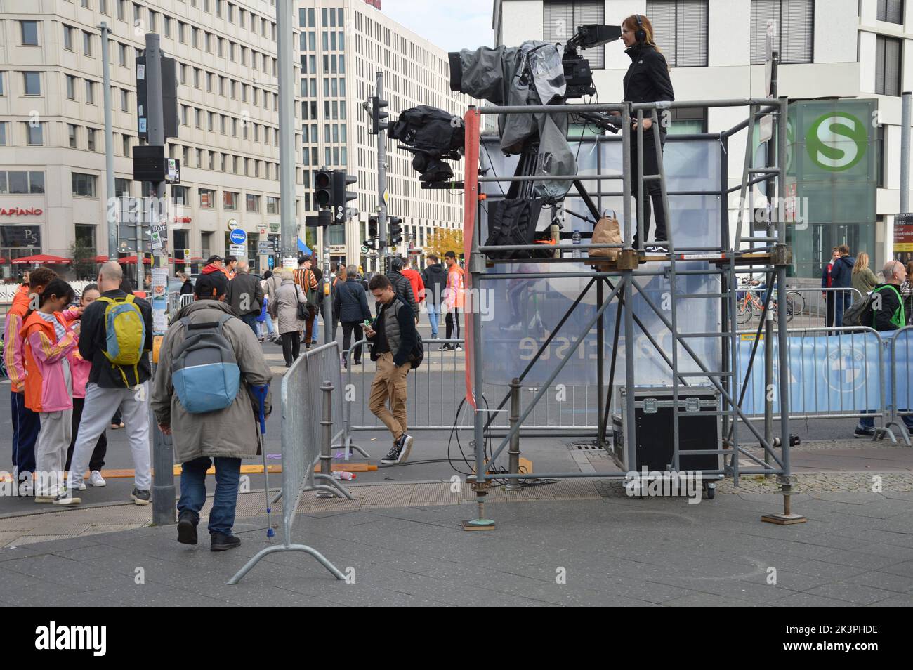 Berlin, Germany - September 25, 2022 - Berlin Marathon - ARD television ...