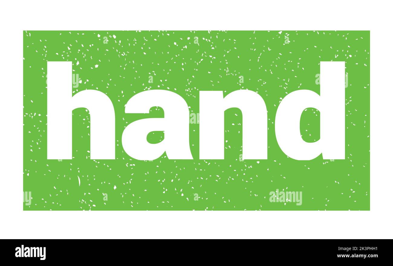 hand text written on green grungy stamp sign Stock Photo - Alamy