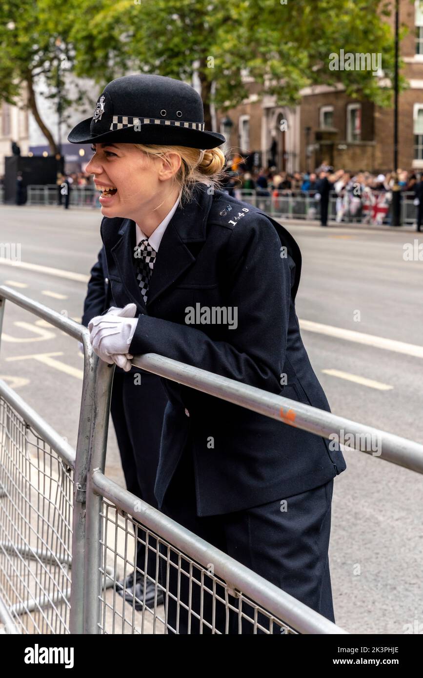 A Laughing Uk Female Police Officer, Whitehall, London, Uk Stock Photo ...