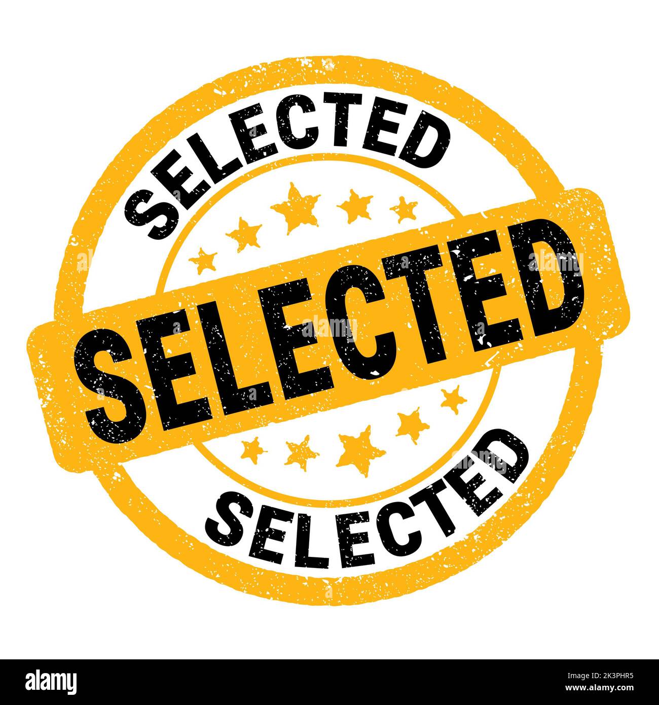 SELECTED text written on yellow-black grungy stamp sign Stock Photo - Alamy