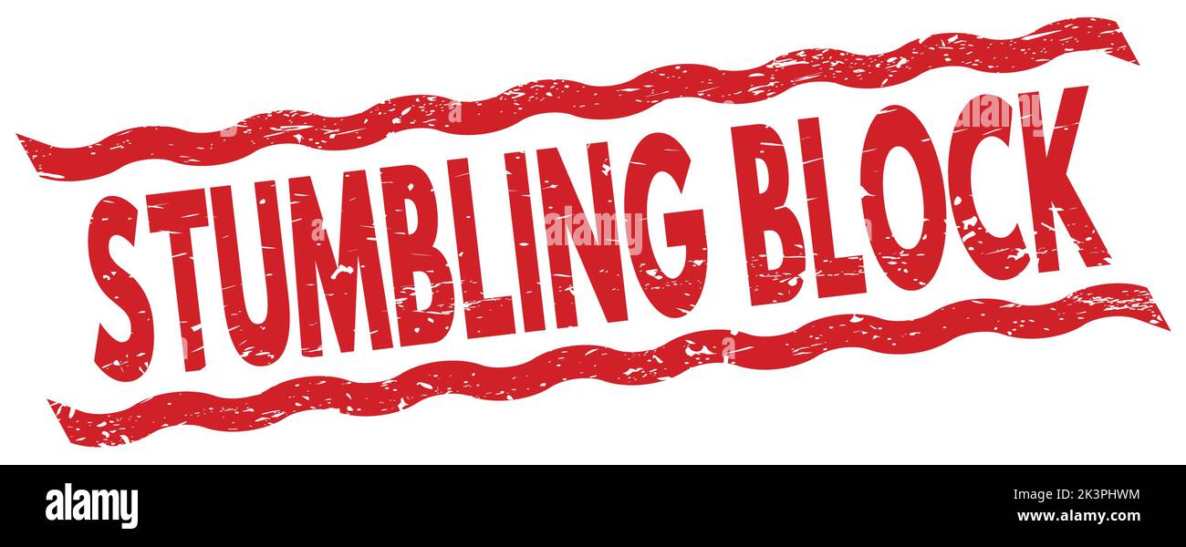 STUMBLING BLOCK text written on red lines stamp sign Stock Photo - Alamy
