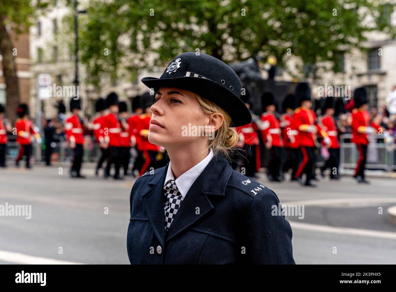 A Female Police Officer On Duty During The Queen's Funeral Procession ...