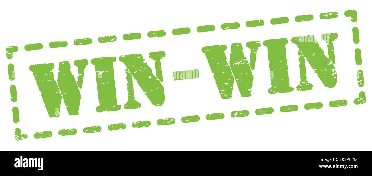 WIN-WIN text written on green dash stamp sign Stock Photo - Alamy