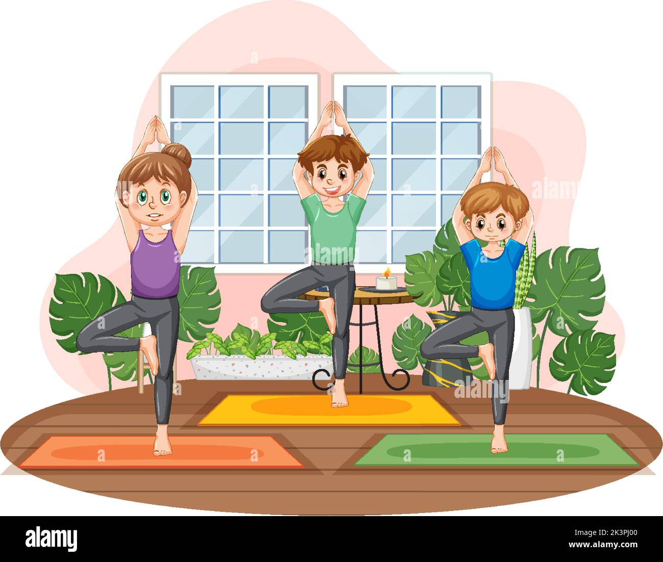 Group of people practicing yoga illustration Stock Vector Image & Art ...