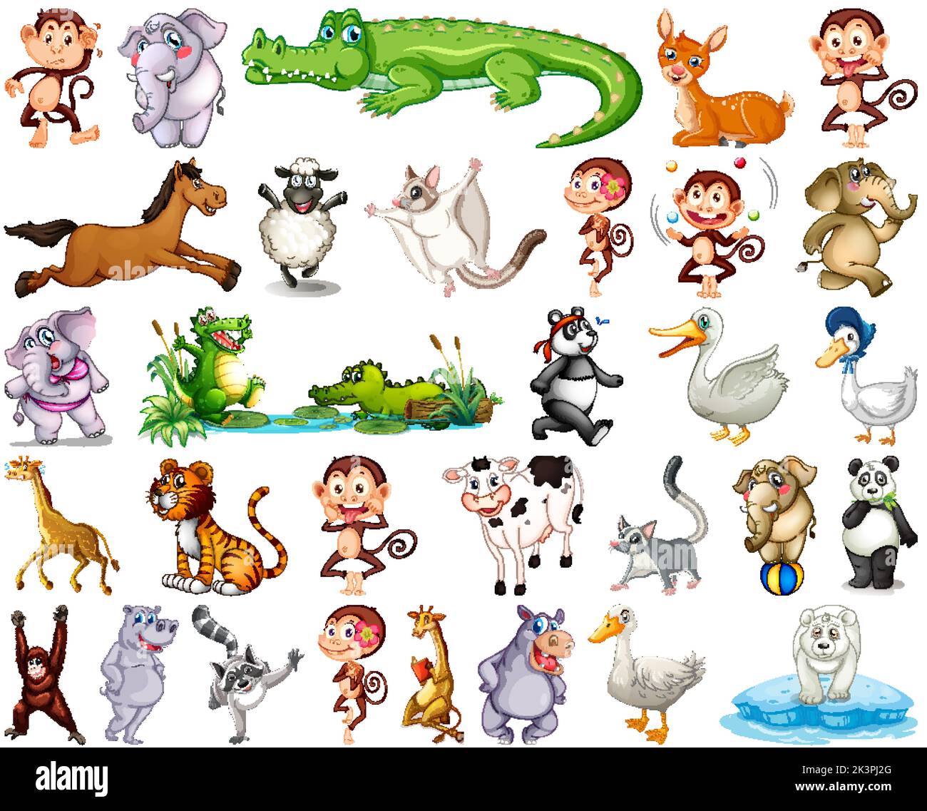 Set of animal cartoon character illustration Stock Vector Image & Art ...