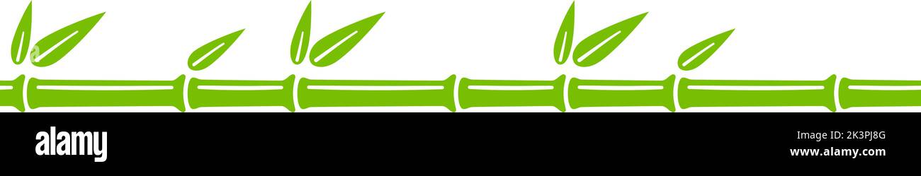 Green bamboo trunk seamless line. Bamboo branch border with leaves ...