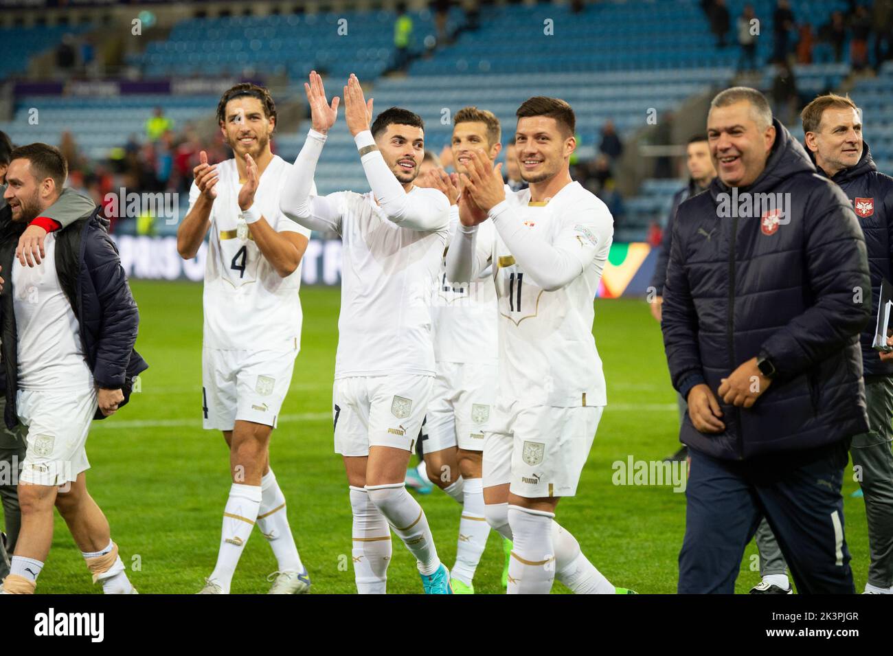 Oslo, Norway. 27th Sep, 2022. Nemanja Radonjic (7) and Luka Jovic (11 ...
