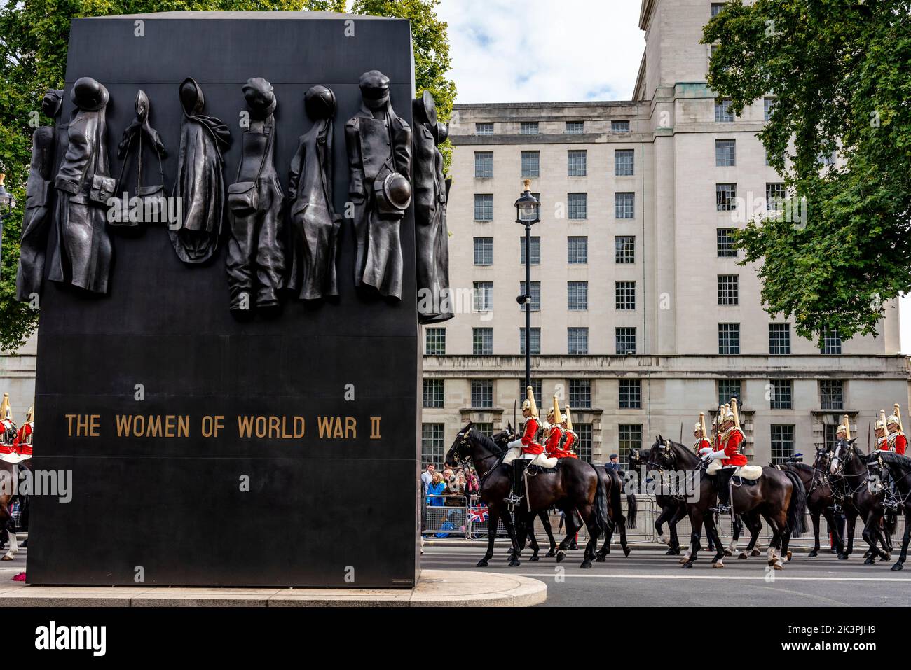 The Life Guards Pass The Women Of World War 2 Monument As They Take ...