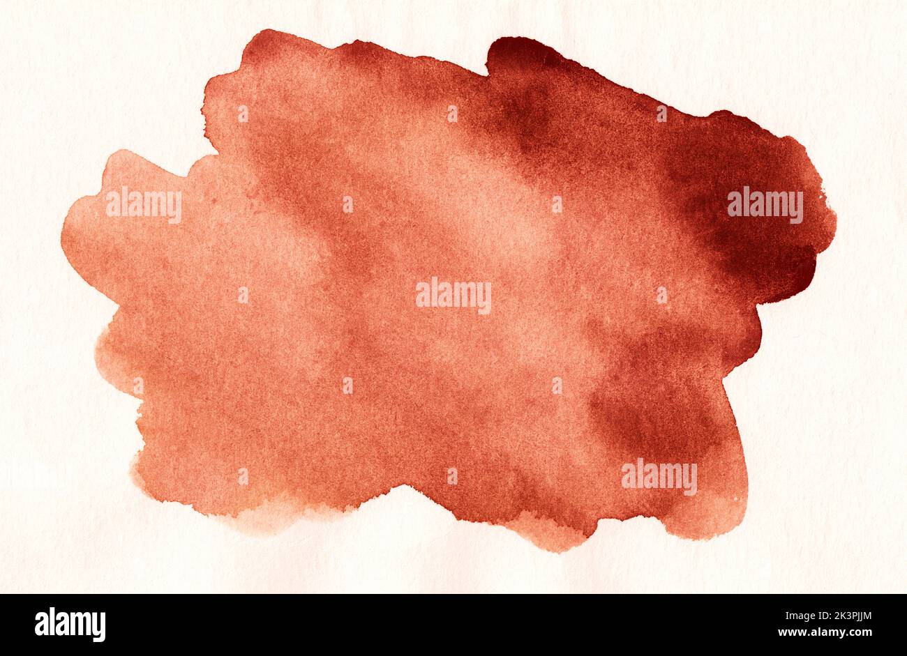 Watercolor red spot on white background texture. Rusty color stains on ...