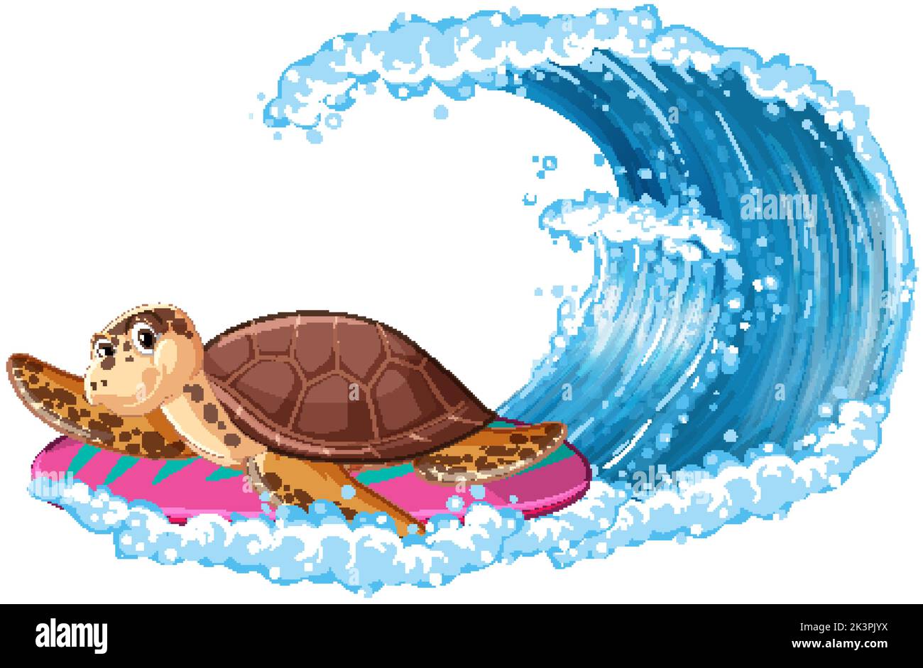 Cute turtle cartoon character surfing illustration Stock Vector Image ...