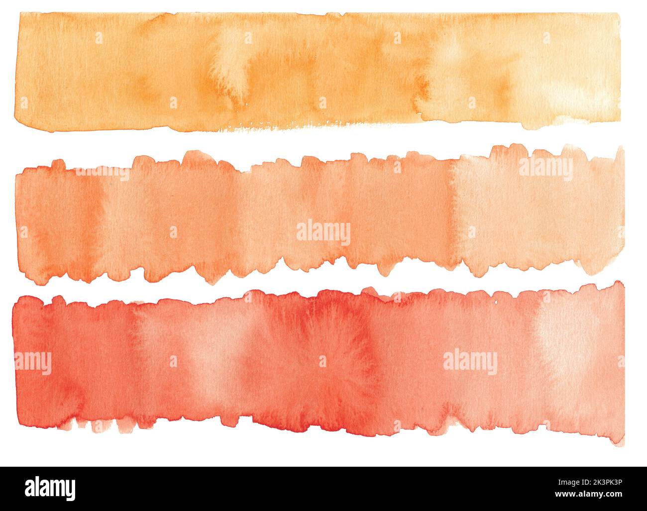 Hand drawn watercolor brushstroke in warm pastel colors isolated on ...