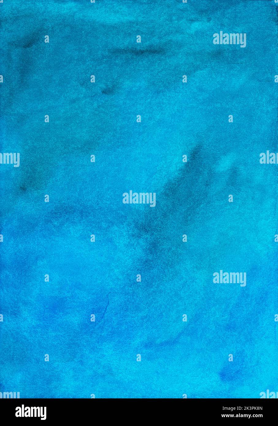 Watercolor watery calm blue background painting. Sky blue stains on ...