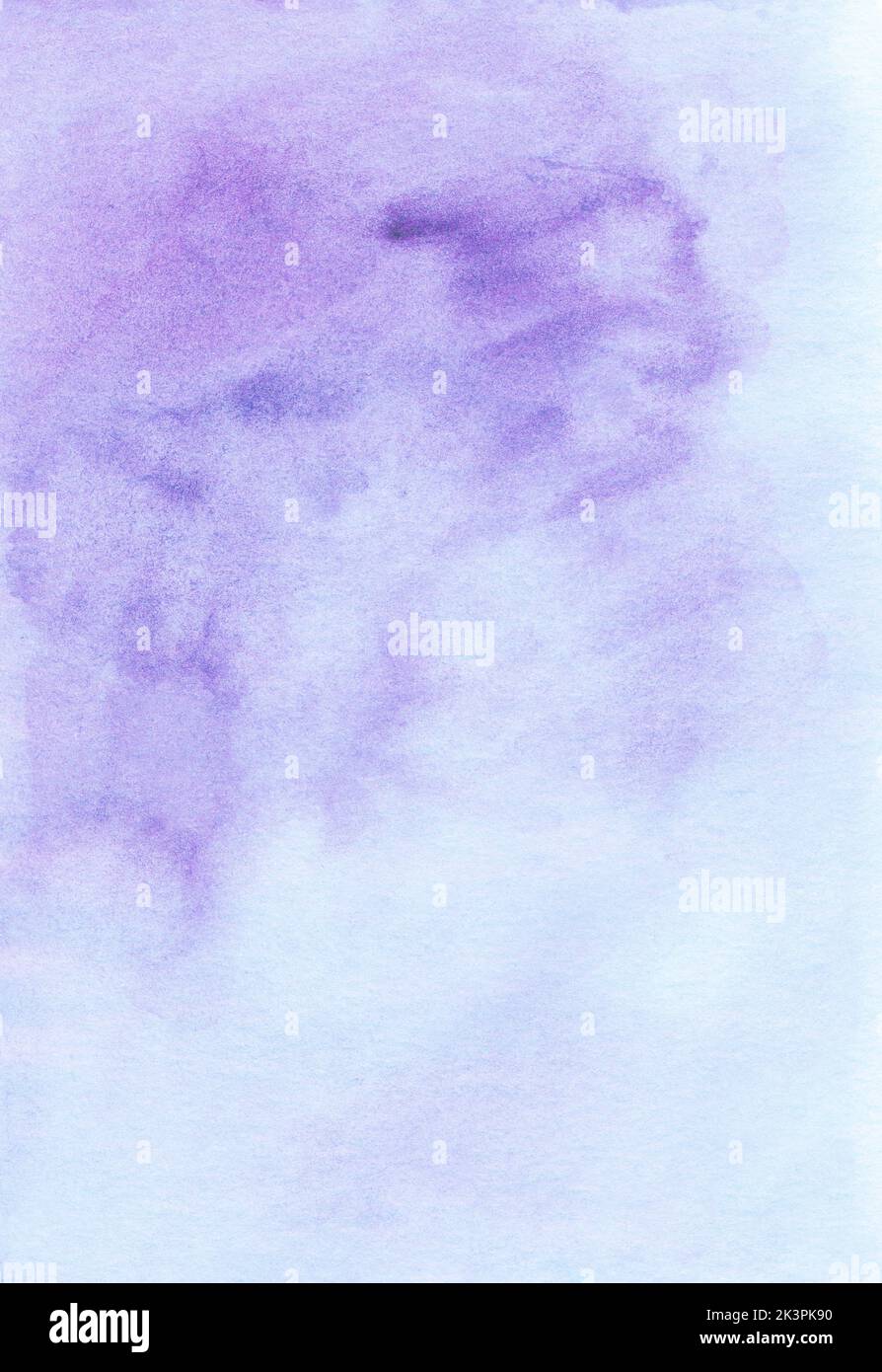 Watercolor light purple and white background texture. Stains on paper ...