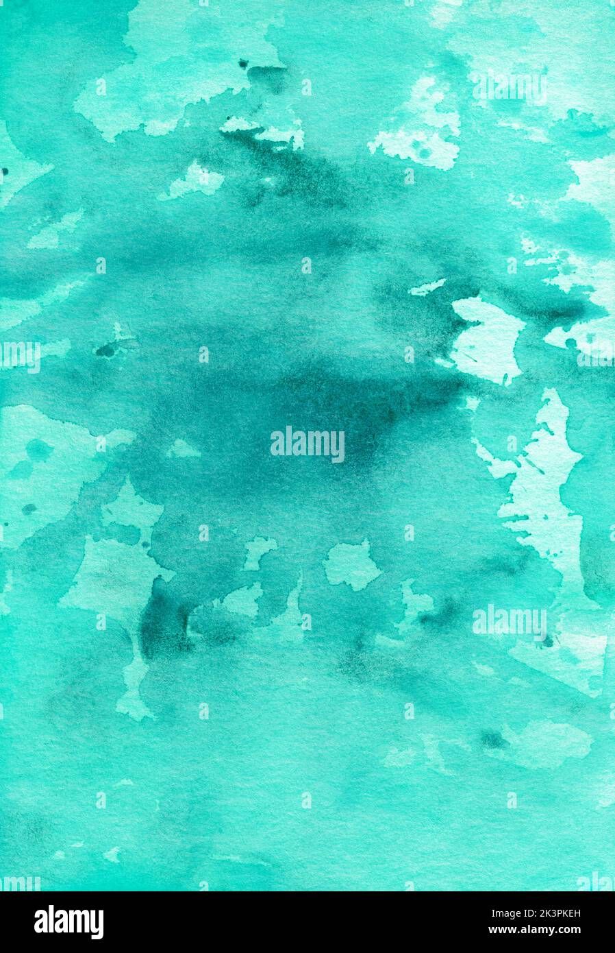 Watercolor deep turquoise splash background texture. Sea green liquid ...