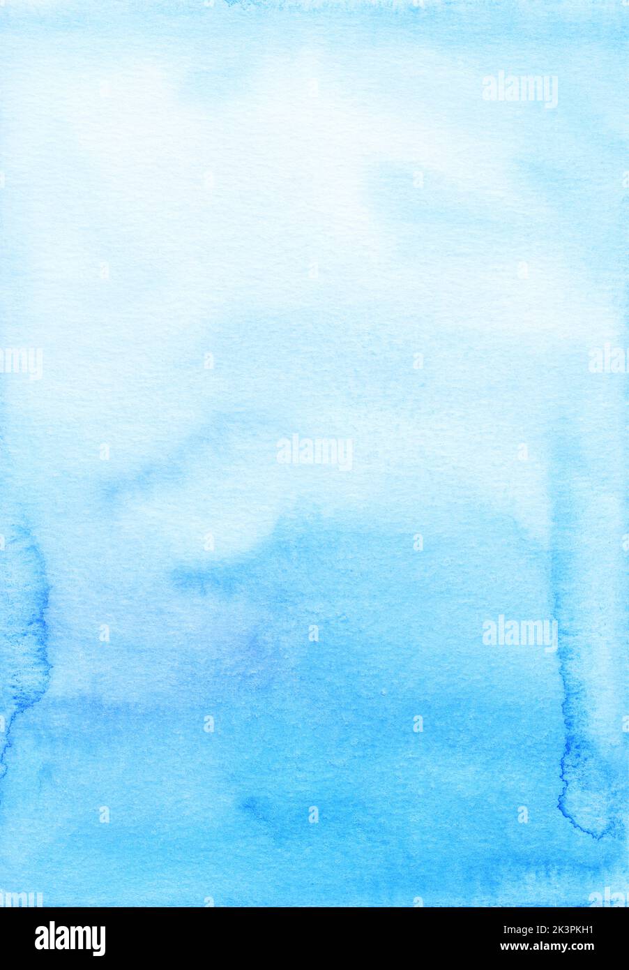 Watercolor light blue gradient background painting. Watercolour sky ...