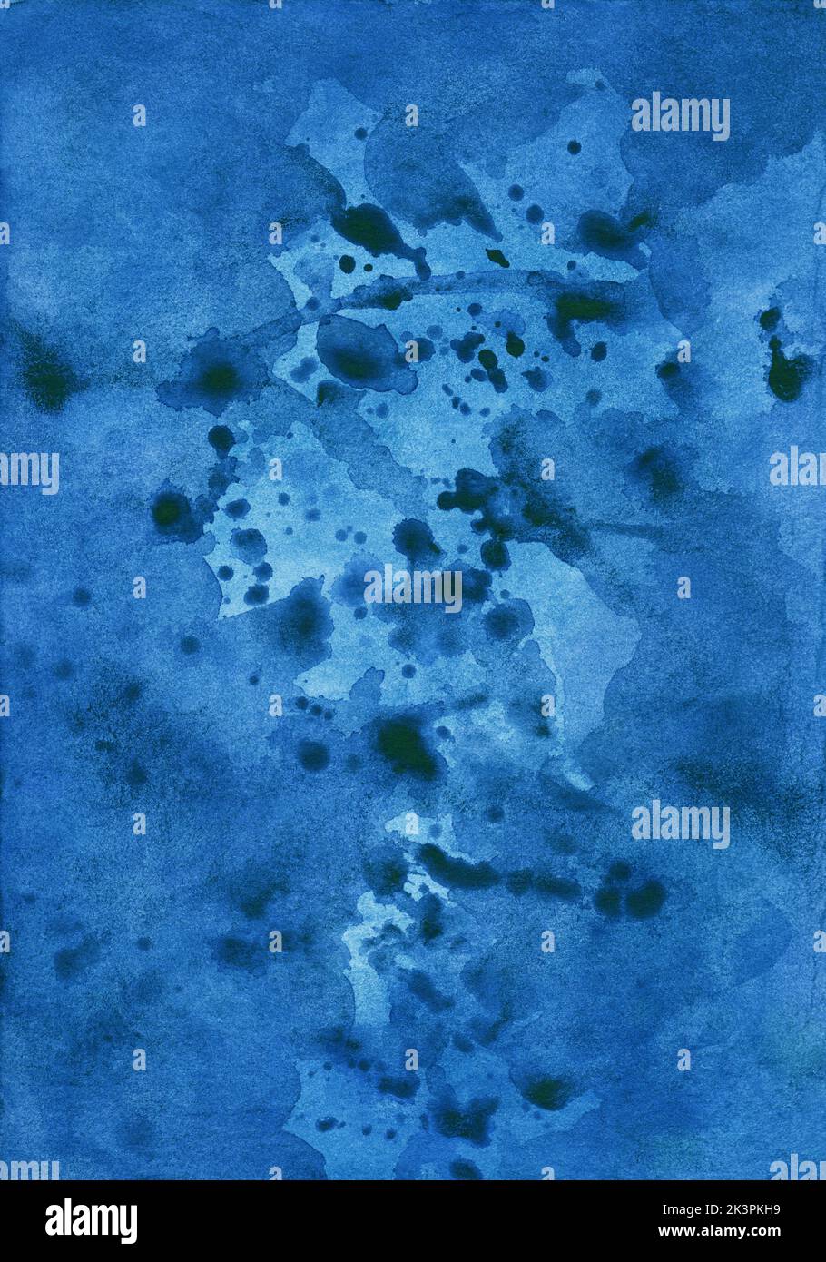 Watercolor deep blue splash background texture. Dark azure blue liquid ...