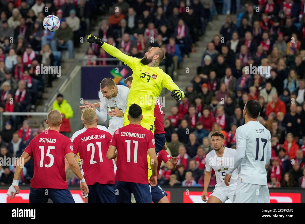 Oslo 20220927.Serbia's goalkeeper Vanja Milinkovic-Savic in action ...
