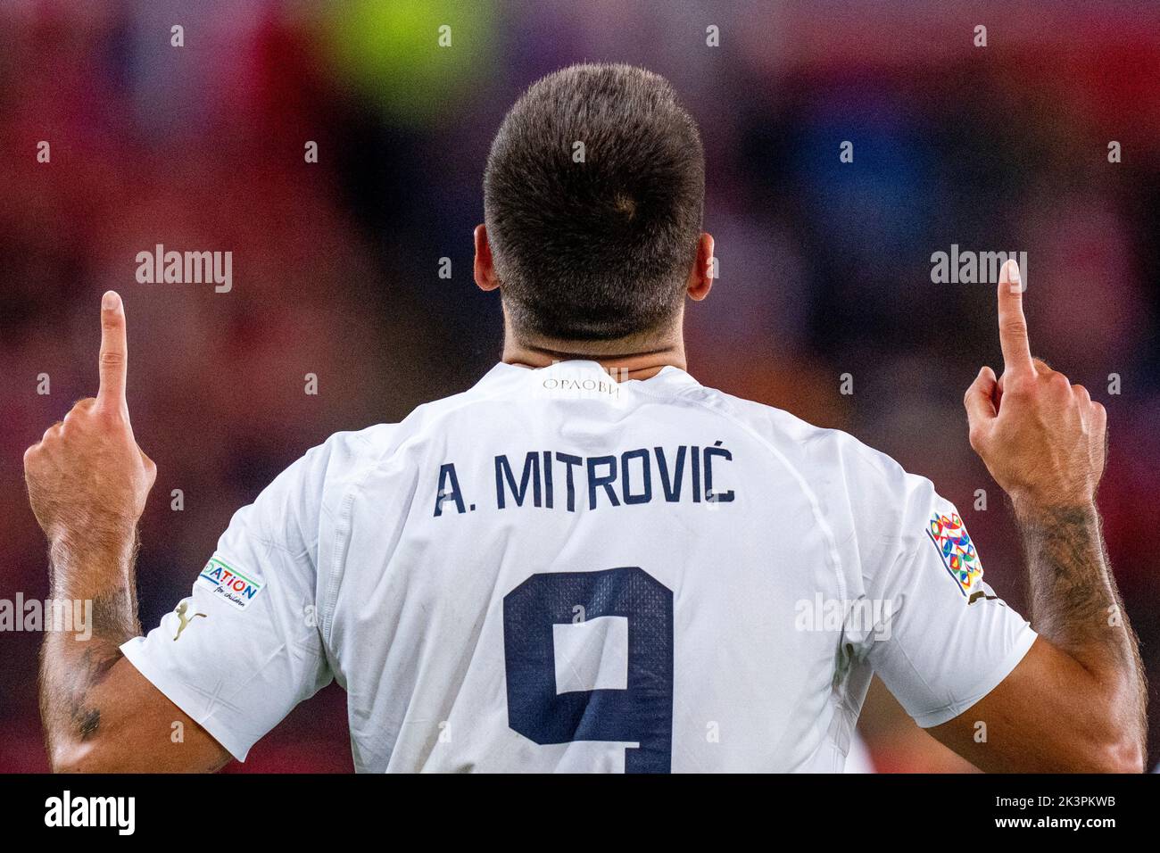 Oslo 20220927.Serbia's Aleksandar Mitrovic celebrates after scoring 0-2 ...