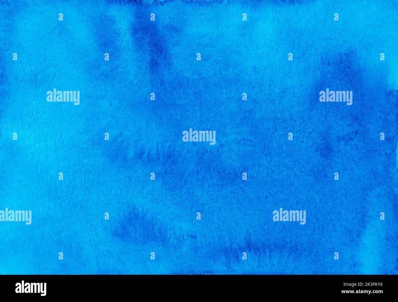 Watercolor deep blue background painting texture. Sky blue stains on ...