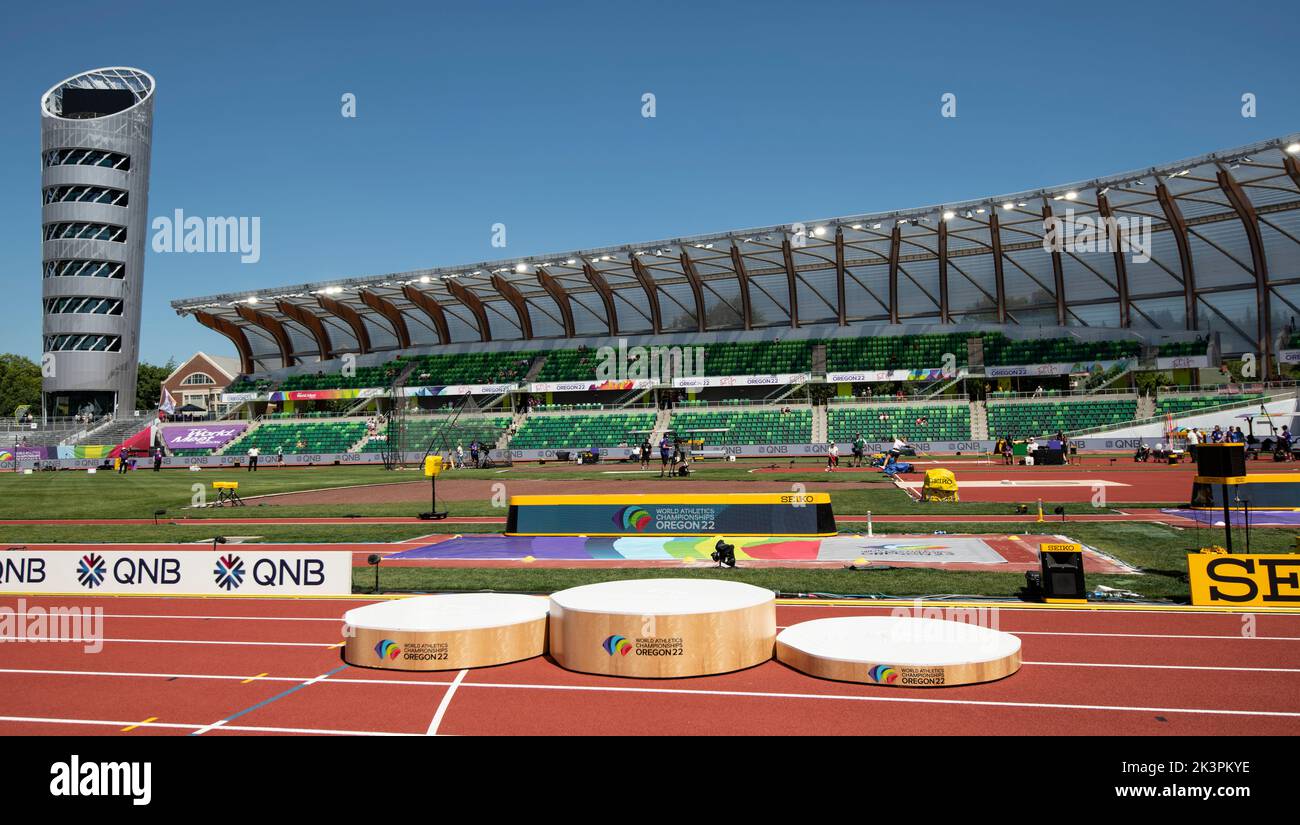 Medal Podium at the World Athletics Championships, Hayward Field ...