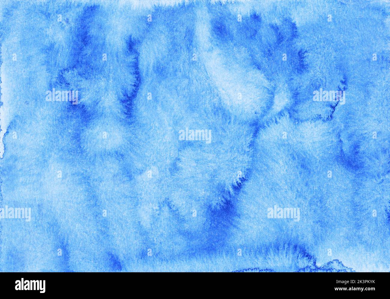 Watercolor liquid sky blue background texture. Cerulean blue color ...