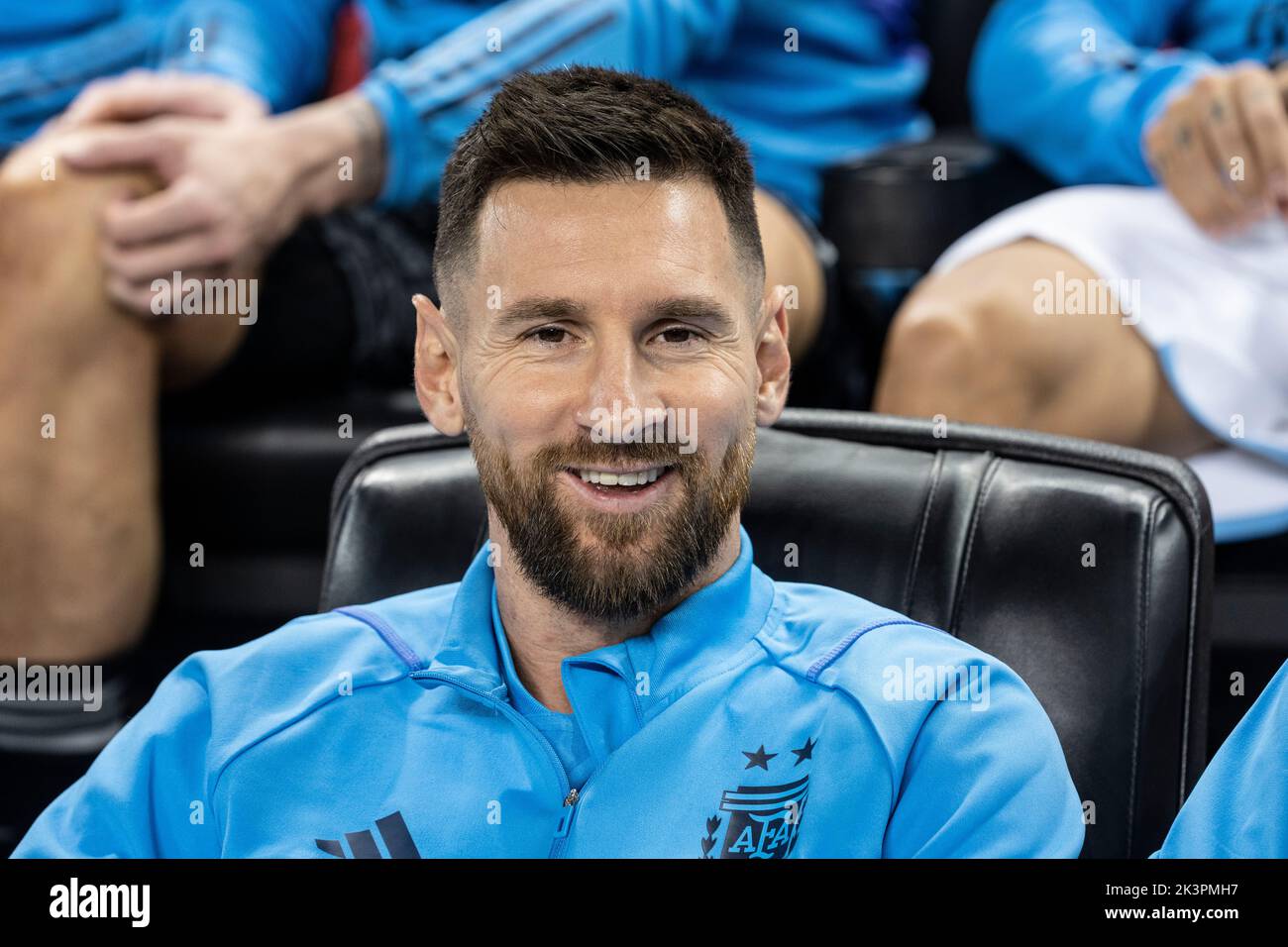 Harrison, NJ - September 27, 2022: Lionel Messi (10) of Argentina sits ...