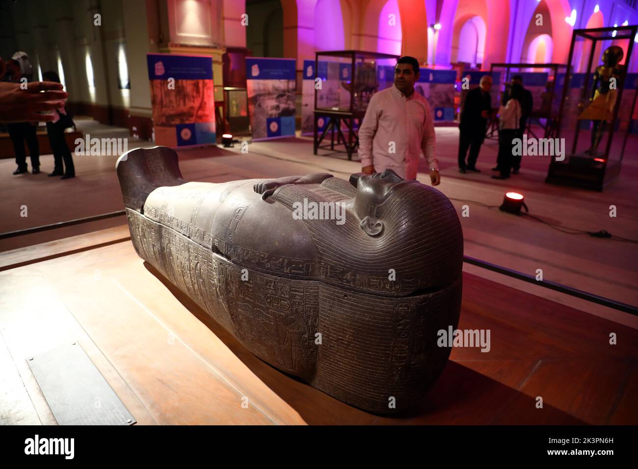 Cairo, Egypt. 27th Sep, 2022. People view an exhibit during an evening ...