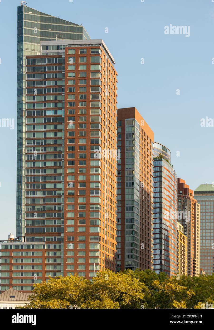View of the skyscrapers of Down Town from the Hudson Bay Stock Photo ...