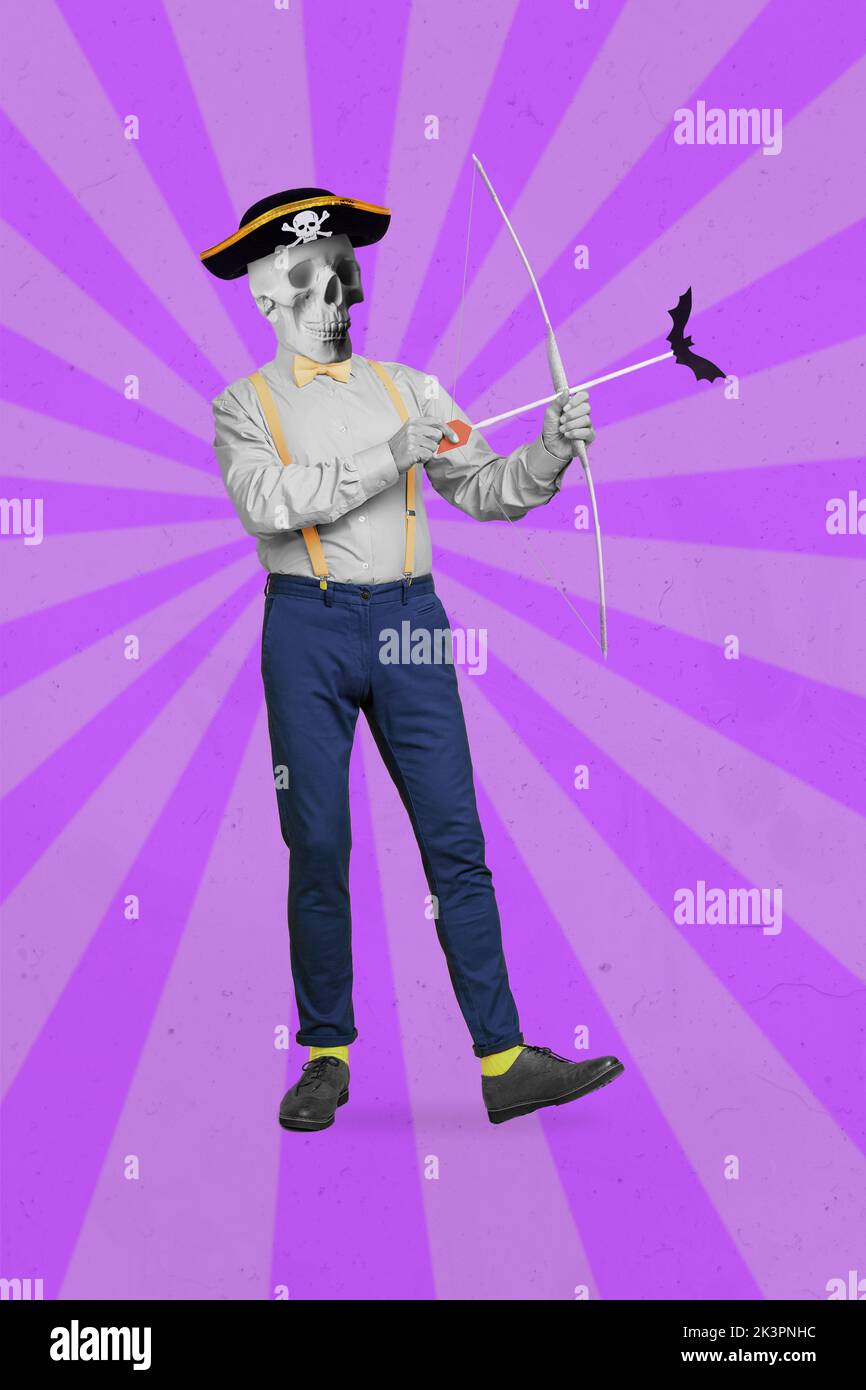 Vertical composite collage illustration of skull head person black ...