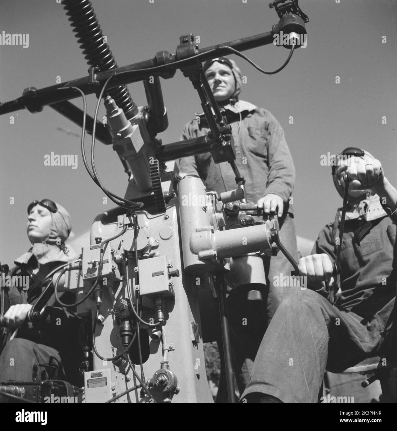 During World war II. The war ship Sverige during navy exercises at sea ...
