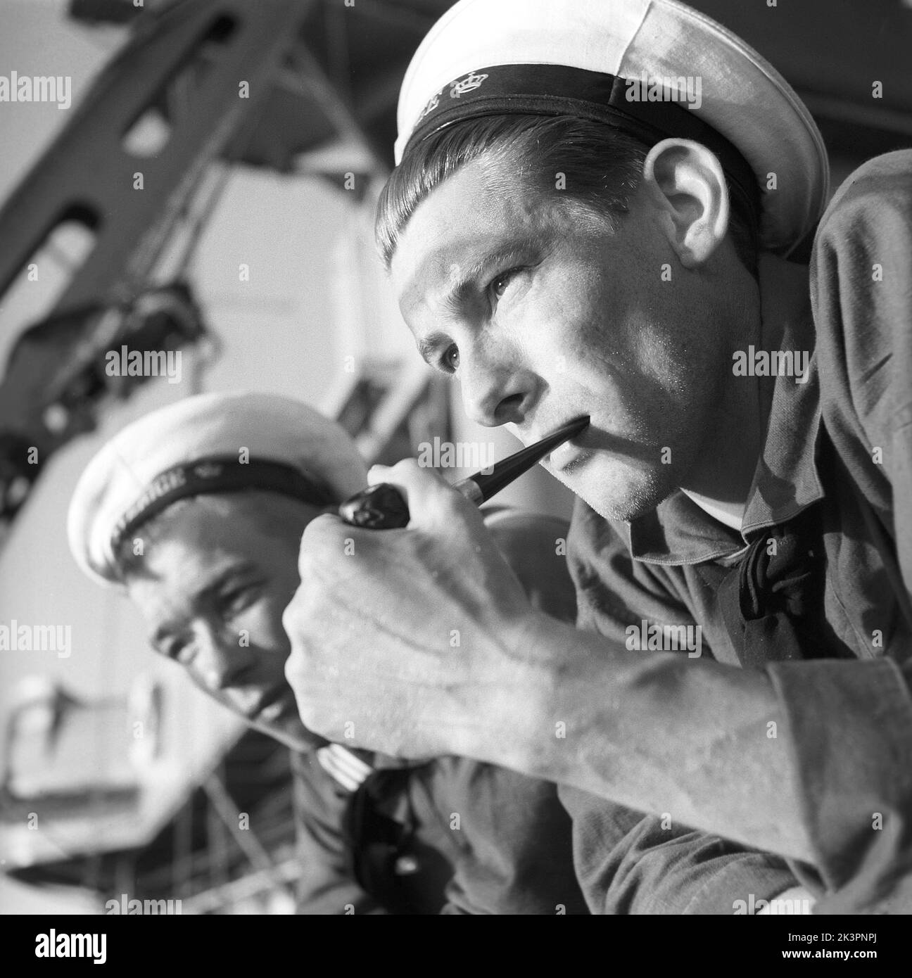 During World war II. The war ship Sverige during navy exercises at sea ...