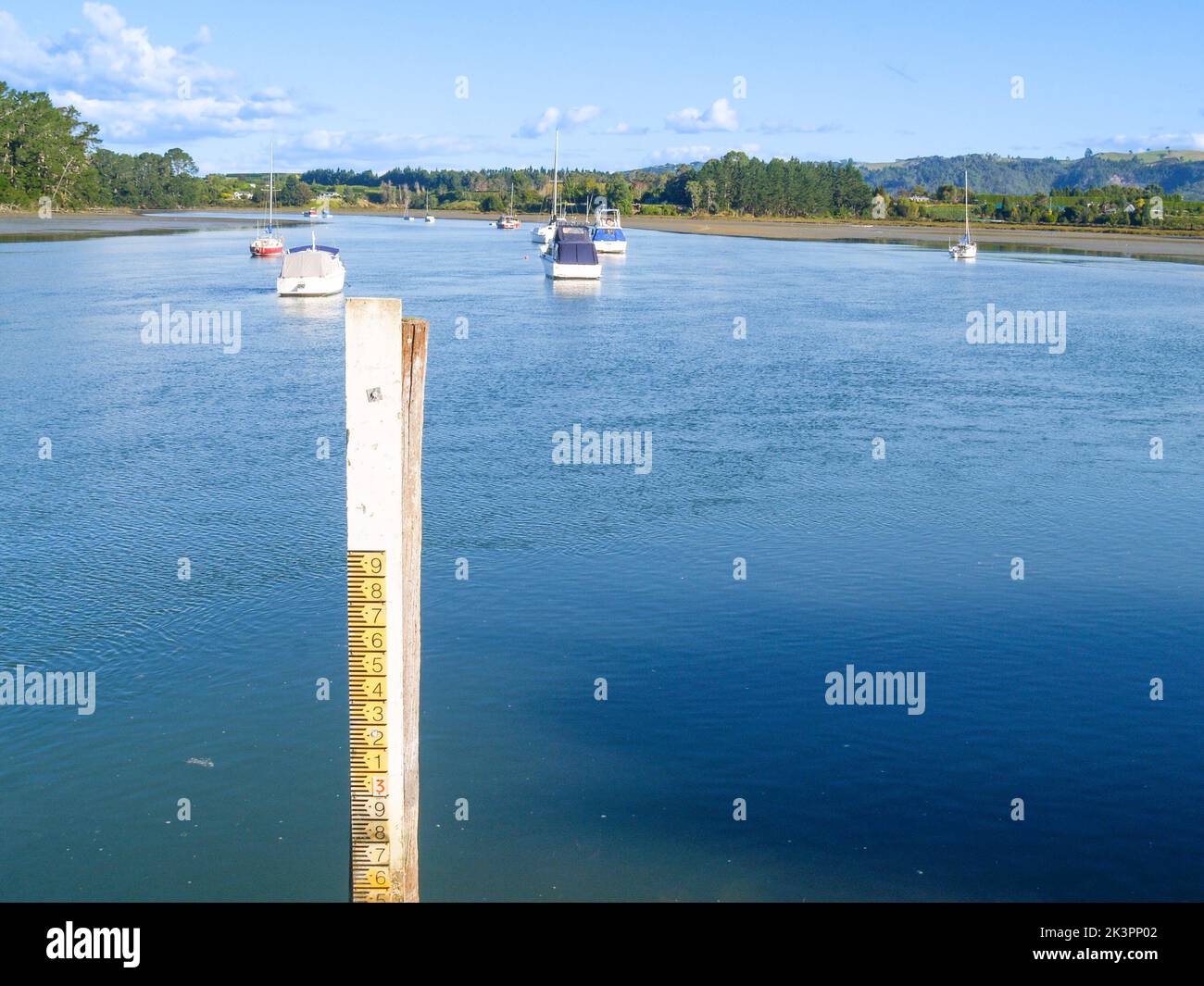 Sea tide depth measure in bay at Omokoroa, Tauranga New Zealand Stock ...