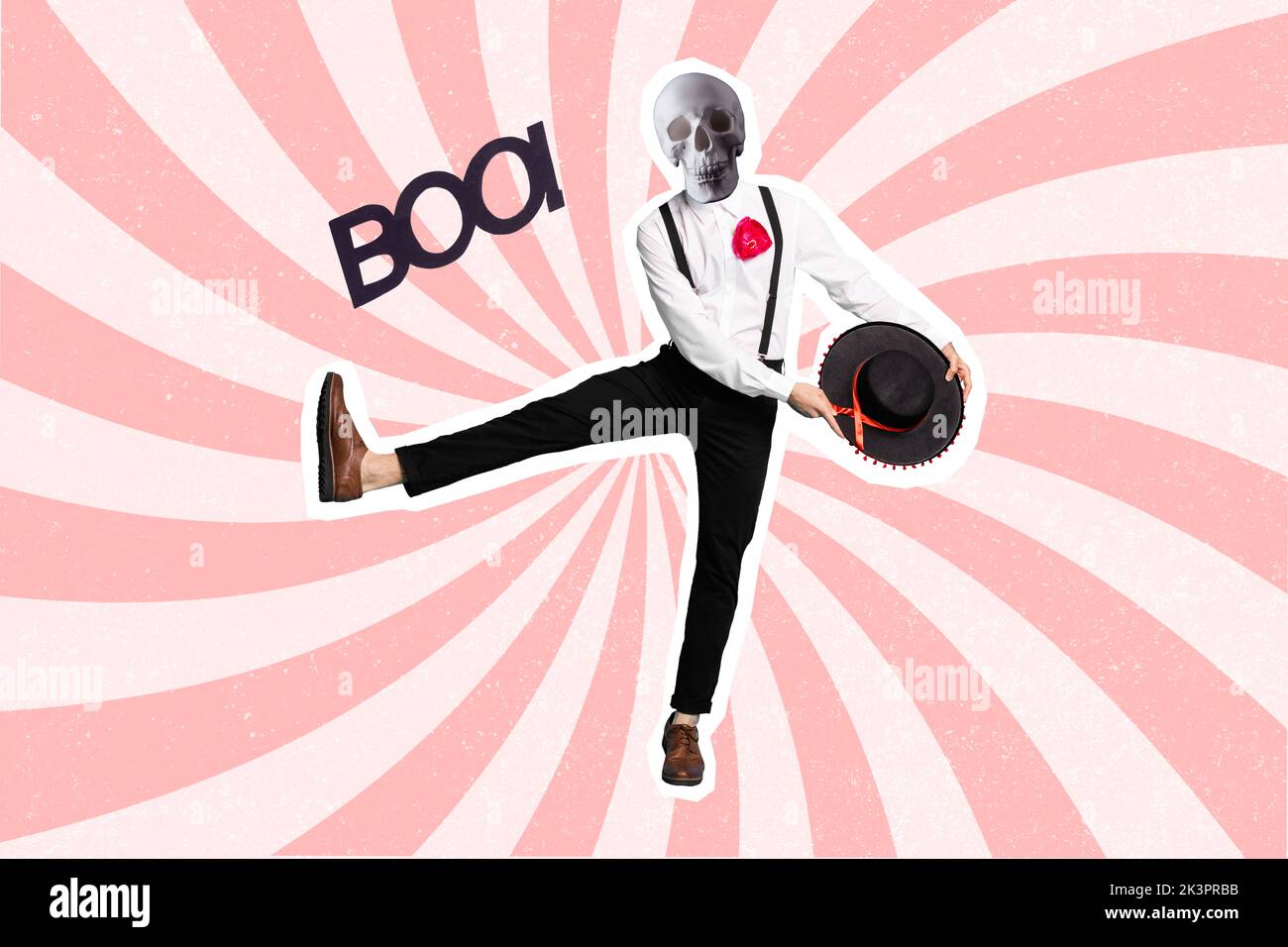 Collage 3d image of pinup pop retro sketch of funny funky man halloween ...