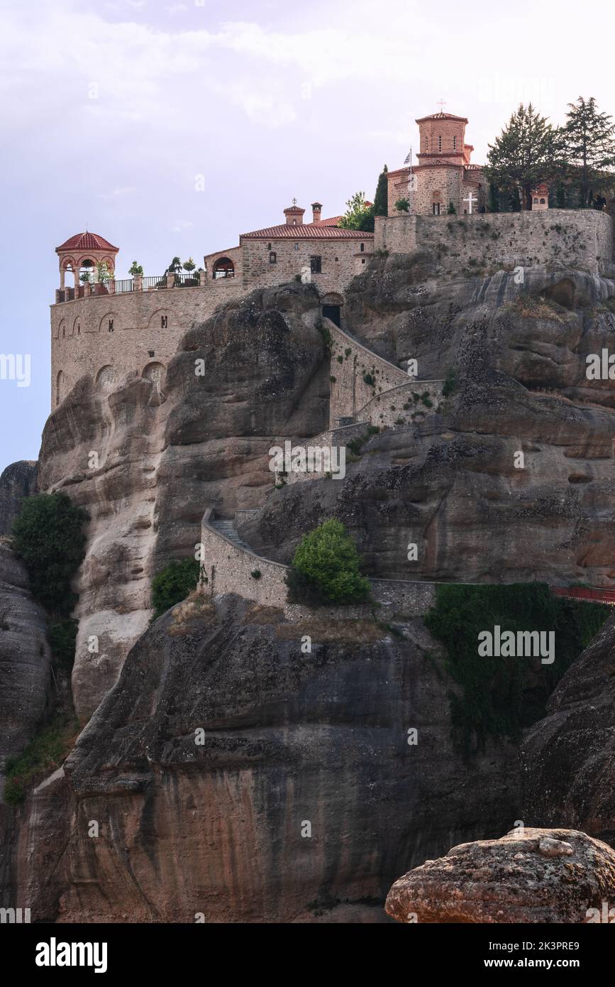 This curly stairway cut into imposing Meteora solid rock leads t o the ...
