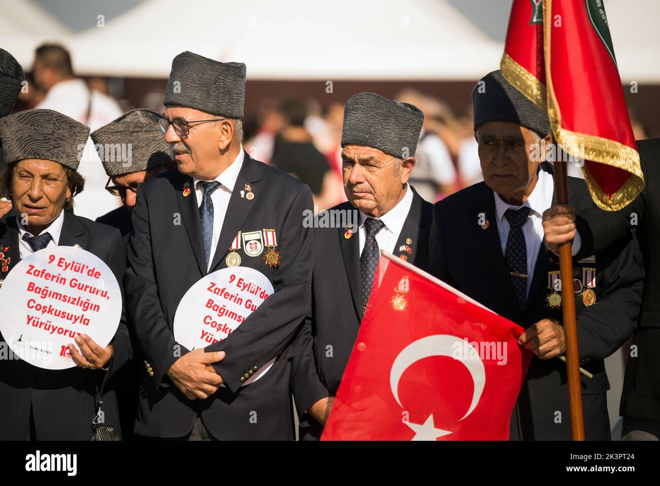 Izmir, Turkey - September 9, 2022: Three veterans in the same frame on ...