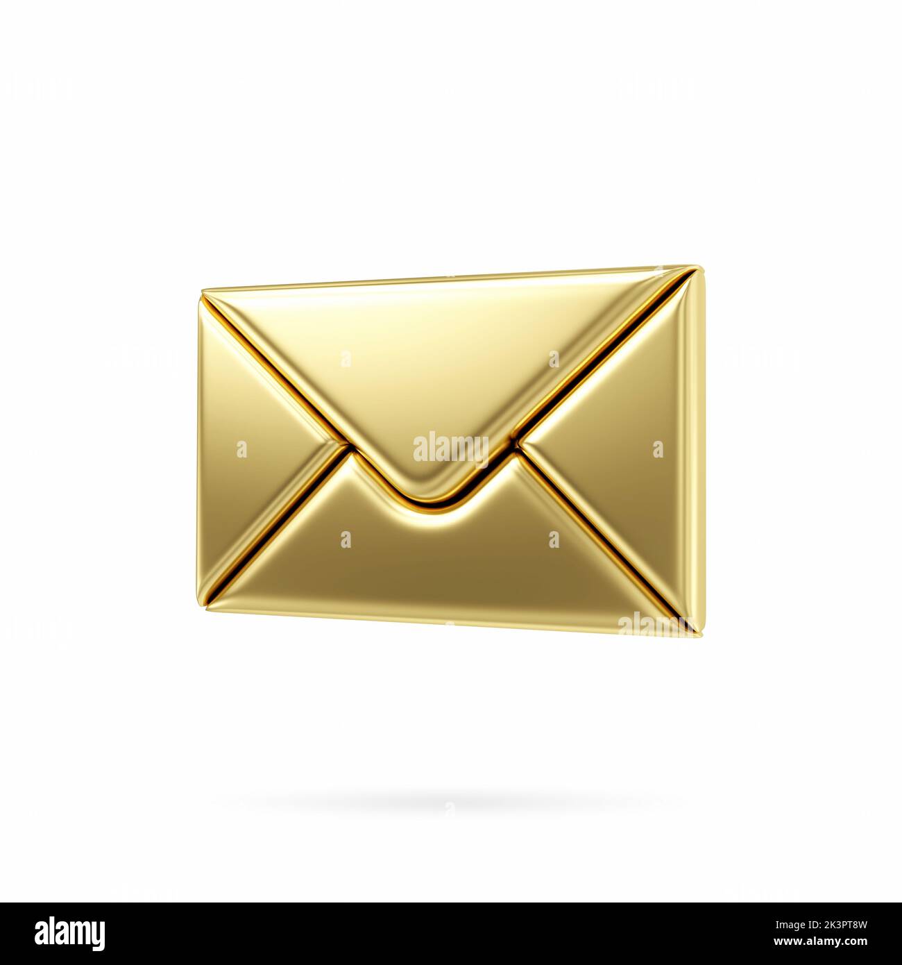 3D E-mail icon with notification, 3d of new e-mail message notice gold ...