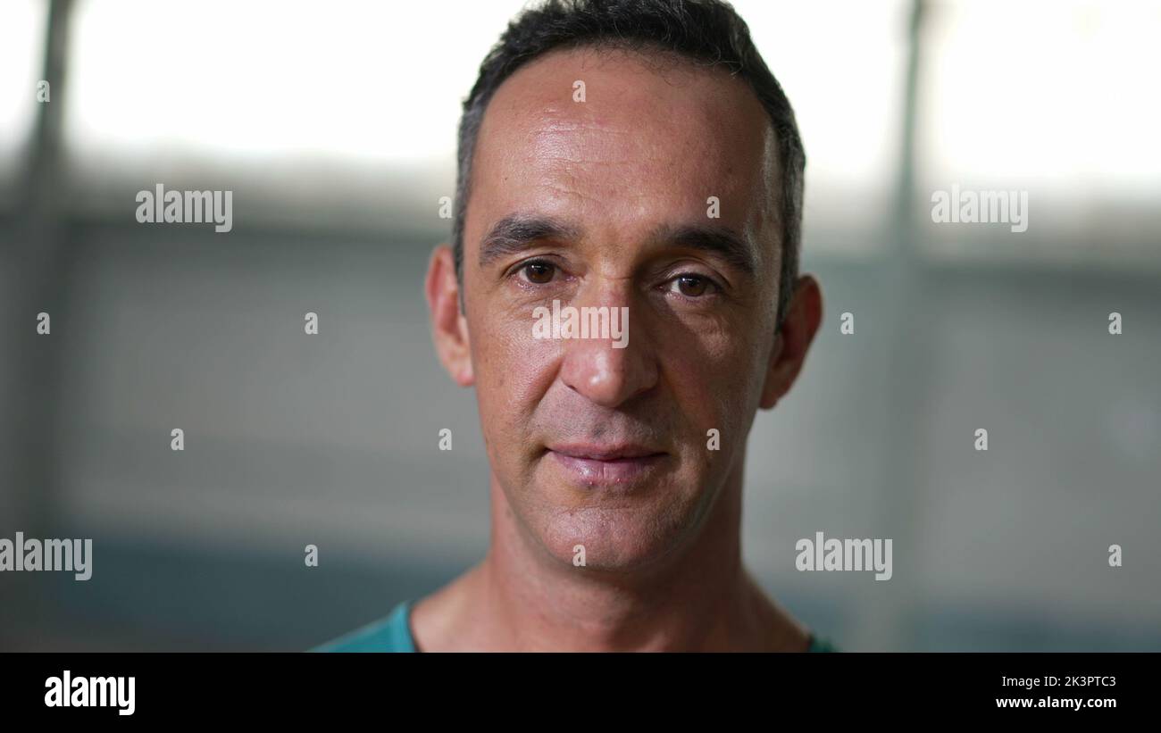 A middle aged Brazilian man portrait face looking at camera. Hispanic ...