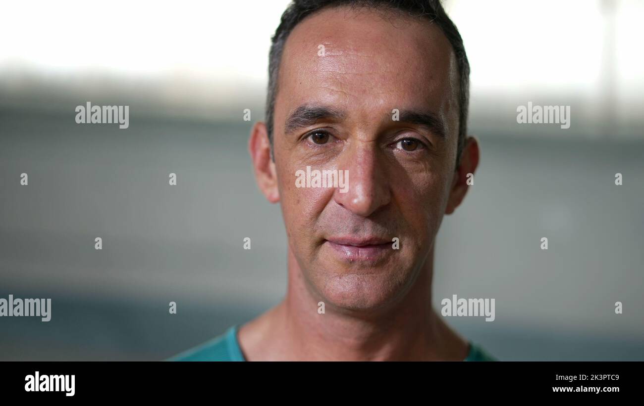 A middle aged Brazilian man portrait face looking at camera. Hispanic ...