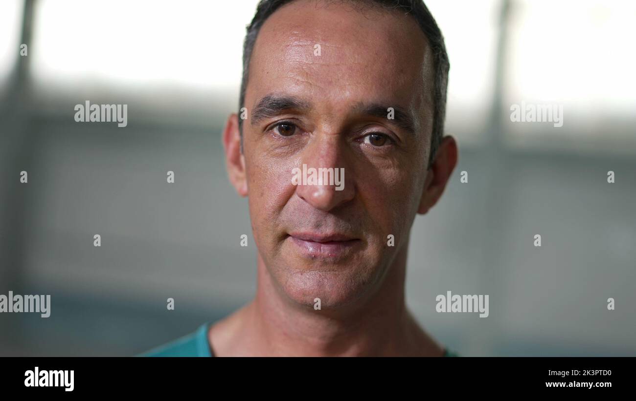 A middle aged Brazilian man portrait face looking at camera. Hispanic ...