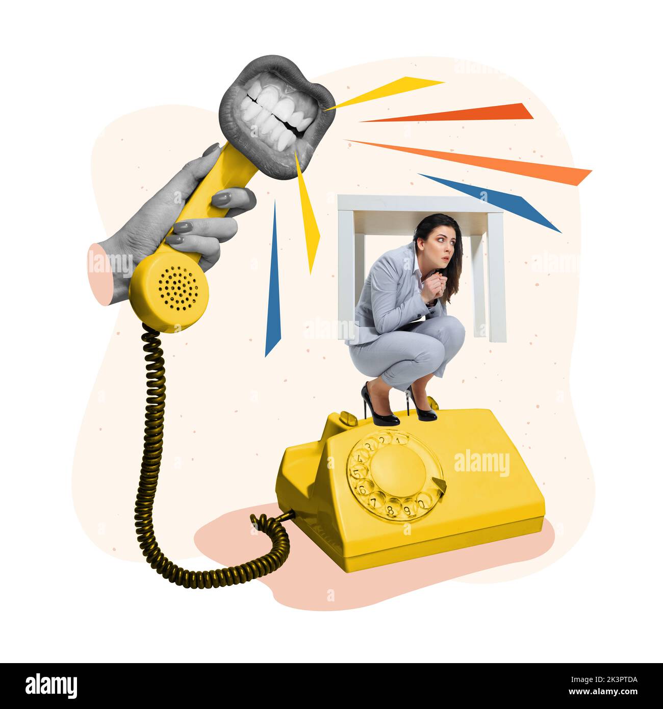 Psychological pressure on employees. Contemporary colorful art collage ...