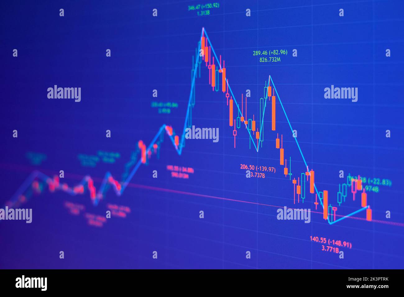 Stock market chart on blue background Stock Photo - Alamy