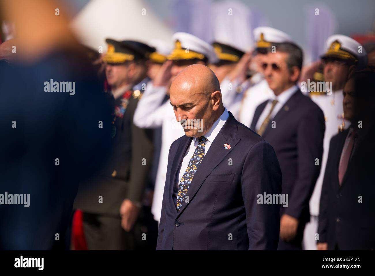 Izmir, Turkey - September 9, 2022: Mayor of Izmir Tunç Soyer stands in ...