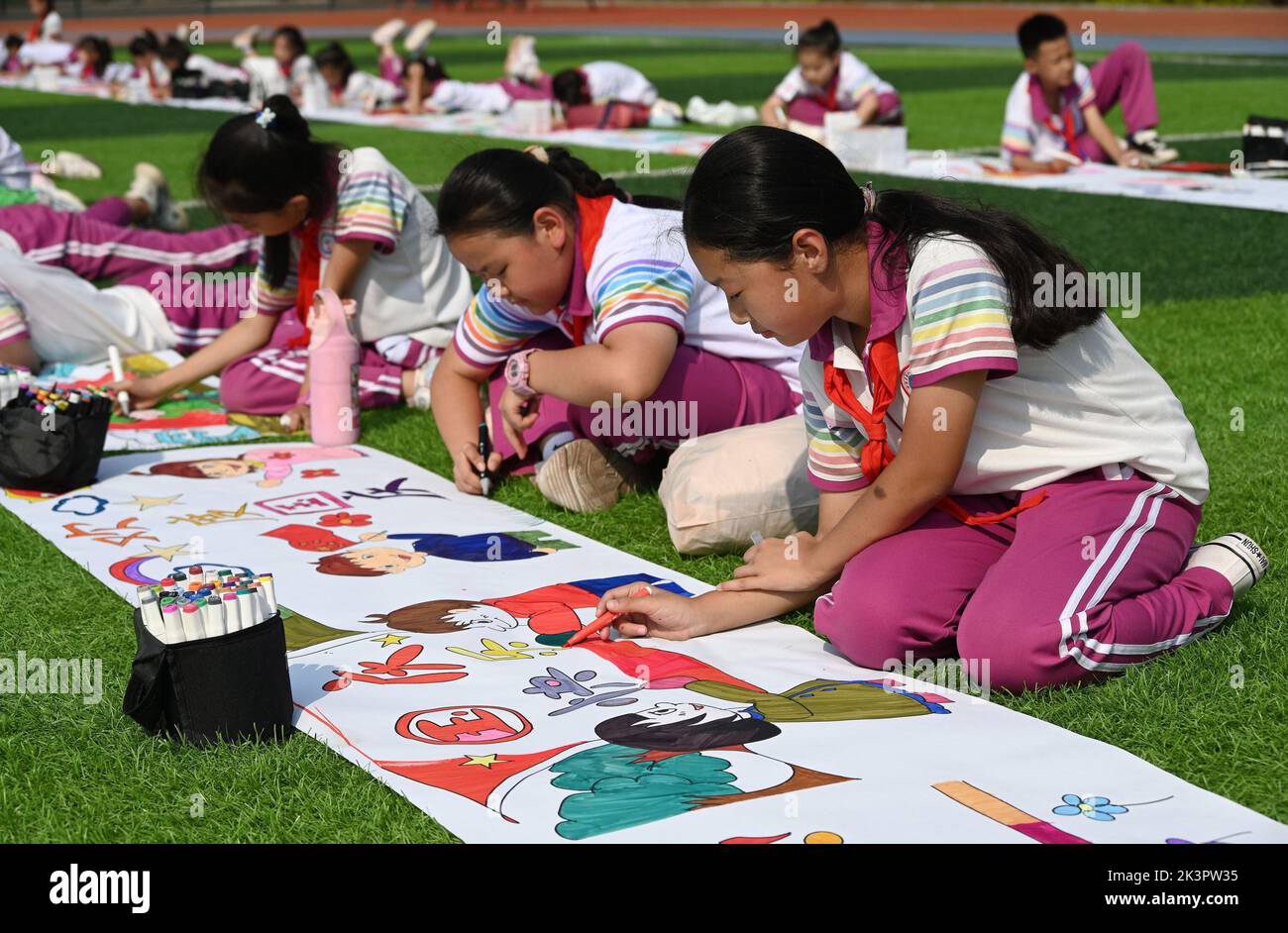 HANDAN, CHINA -SEPTEMBER 28, 2022 - Primary school students create ...
