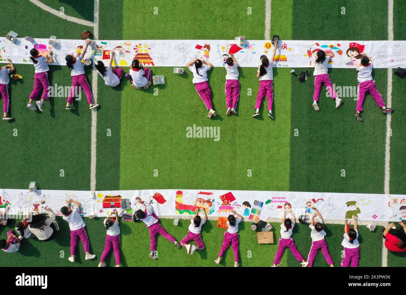 HANDAN, CHINA -SEPTEMBER 28, 2022 - Primary school students create ...