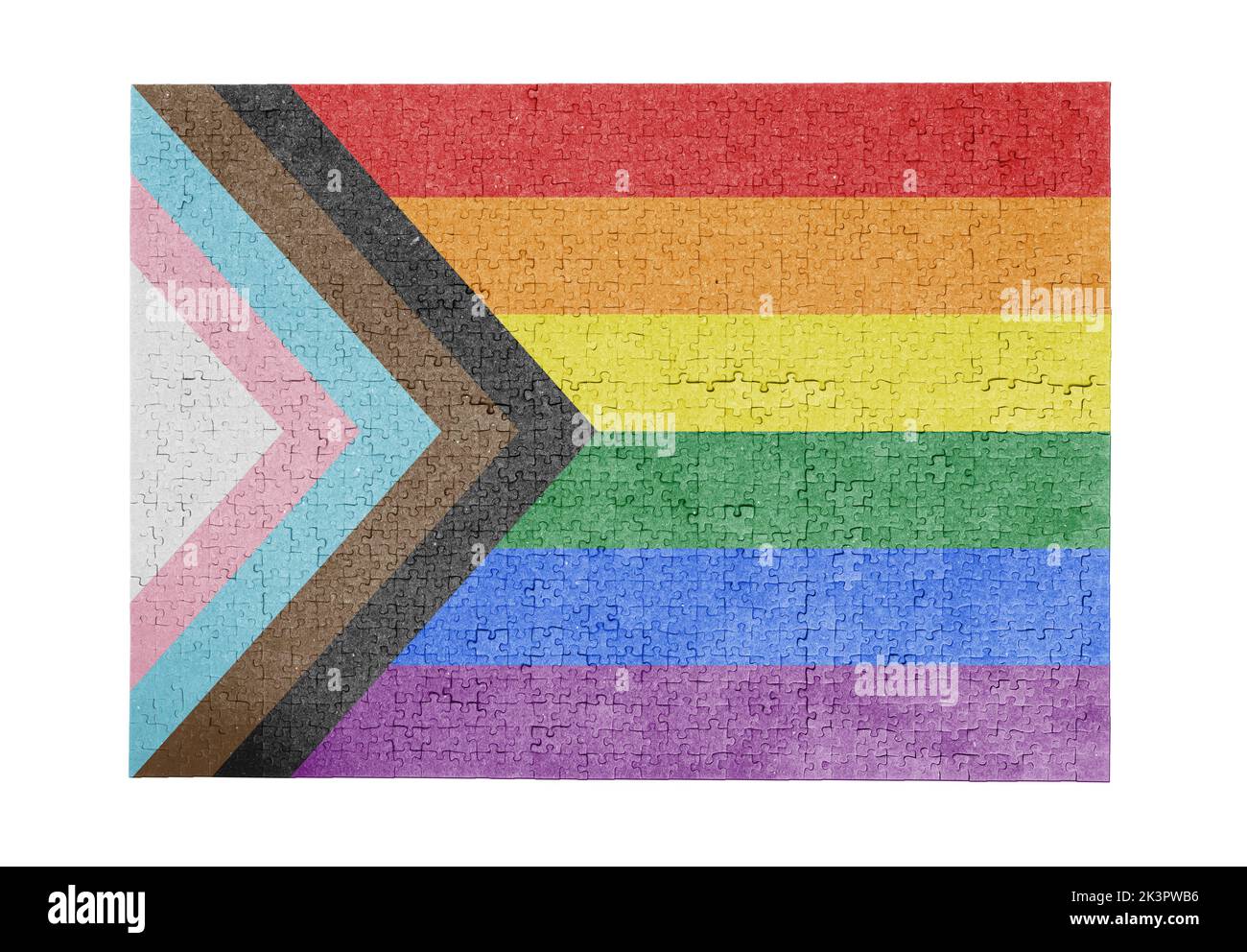 Large puzzle with the Progress LGBTQ Rainbow flagi, isolated on white ...