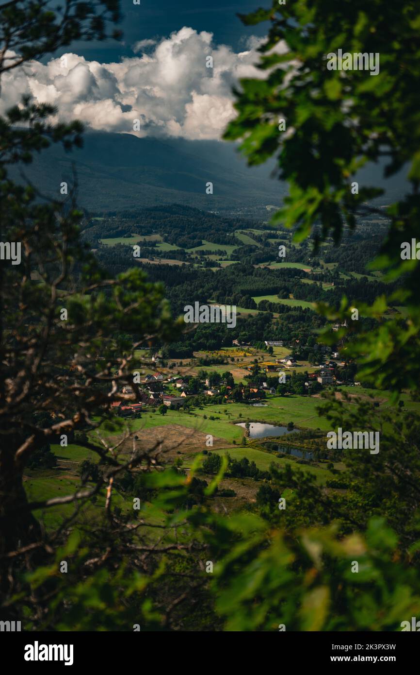 Village in the sunny valley Stock Photo - Alamy