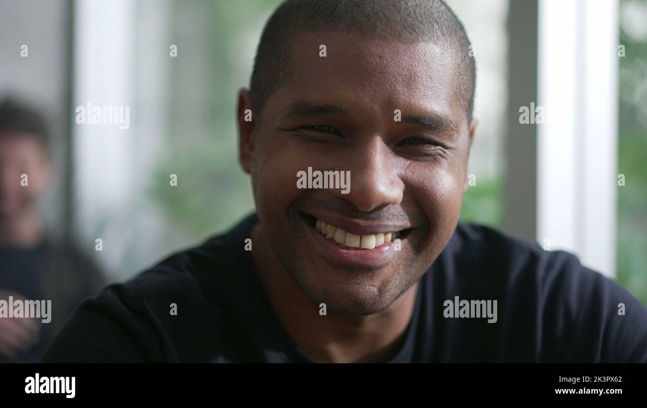 Happy African American man portrait closeup face. A black person ...