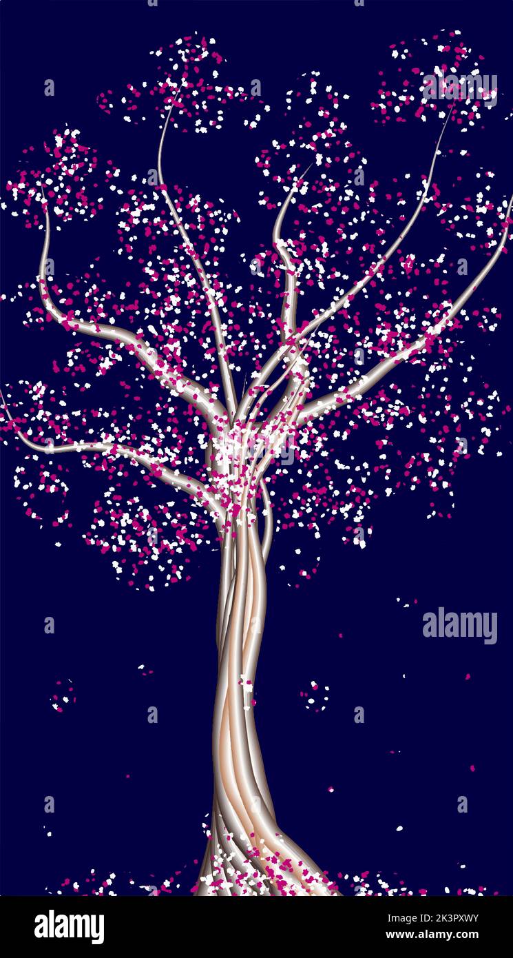 Abstract illustration with Spring Tree, neutral background, scenics ...