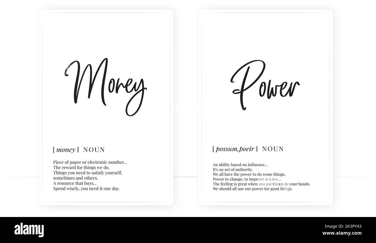 Money and power, vector. Minimalist modern poster design. Motivational ...